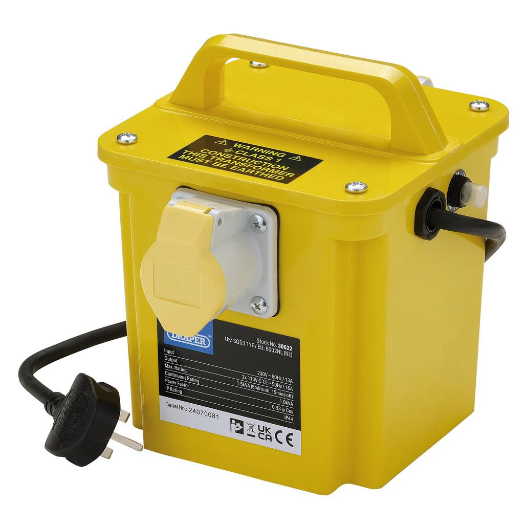 110V Portable Transformer, 1.5kVA (30622) | Draper Tools Ltd