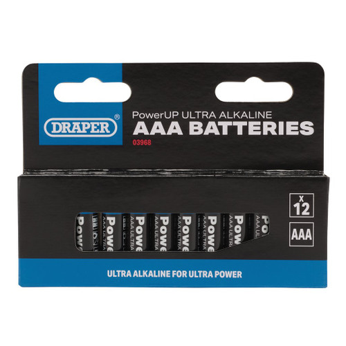 Draper PowerUP Ultra Alkaline AAA Batteries (Pack of 12) (03968 ...