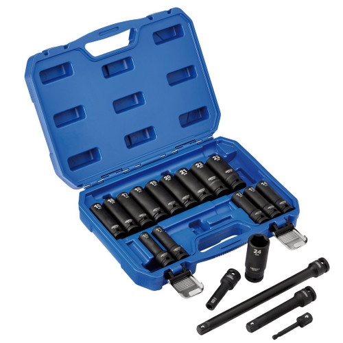 Draper HI-TORQ® Metric Deep Impact Socket Set, 1/2" Sq. Dr. (19 Piece ...