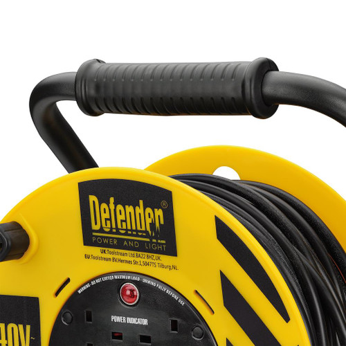 Defender E86515 230V 4-Way Industrial Trade Cable Extension Reel, 50m ...