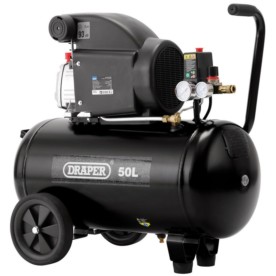 230V 50L Direct Drive Air Compressor, 1.5kW/2hp (24981) | Draper Tools
