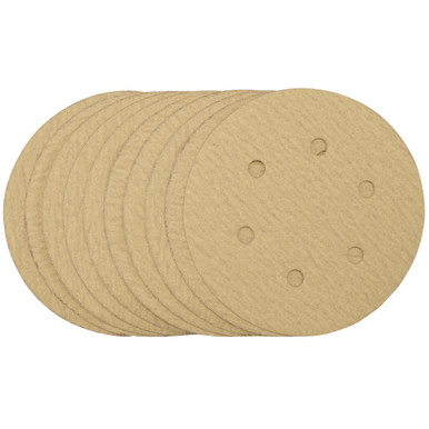 Gold Sanding Discs with Hook & Loop, 150mm, 180 Grit, 6 Dust Extraction ...