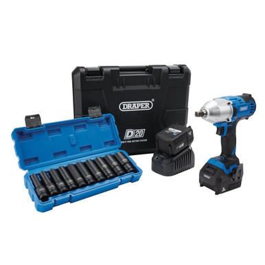 D20 20V Brushless Mid-Torque Impact Wrench Kit, 1/2" Sq. Dr, 400Nm ...