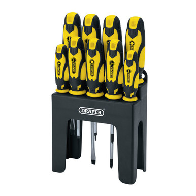 Soft Grip Screwdriver Set, Yellow (9 Piece) (16728) | Draper Tools