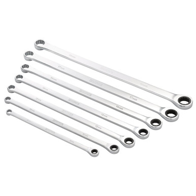 Draper HI-TORQ® Metric Extra-Long Double Ring Ratchet Spanner Set (7 ...