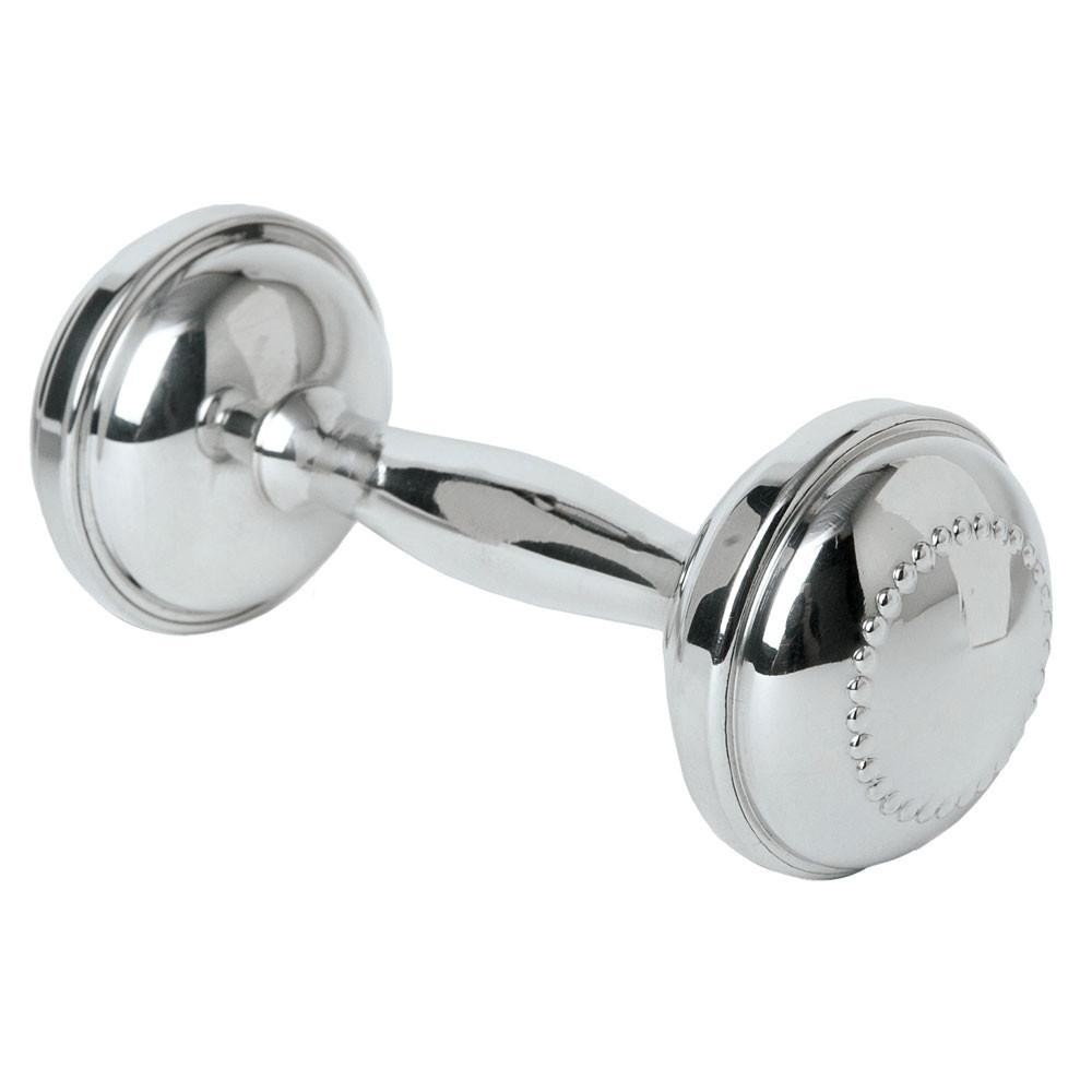 Pewter Dumbbell Rattle with Beading | Silver and Pewter Gifts