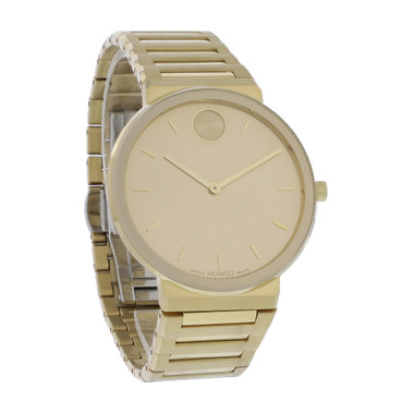 Movado Bold Horizon Series Men's Gold Tone Stainless Steel Quartz Watch ...