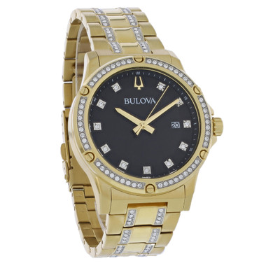 Bulova Men's Gold PVD Stainless Steel with Crystal Quartz Watch 98K118 ...