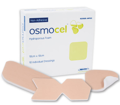 OSMOCEL HYDROPOROUS FOAM NON-ADHESIVE DRESSING 10CM X 10CM (BOX OF 10 ...