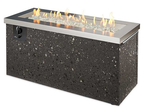 Key Largo Crystal Fire Pit with Stainless Steel Top and Grey Tereneo ...