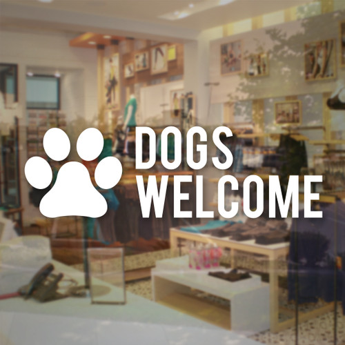 Dogs Welcome Paw Print Store Decal - Store Decals