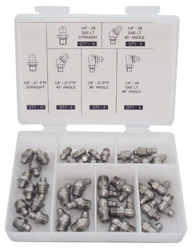 40 Piece, Inch, Box Plastic Stainless Steel Grease Fitting Set ...