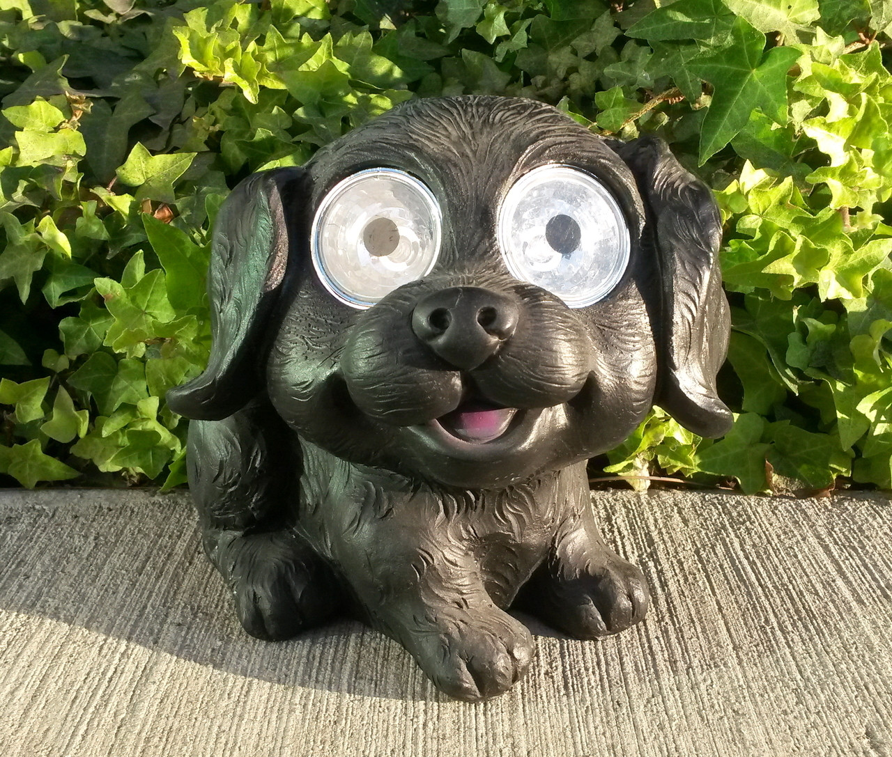 Black Lab Puppy Solar Dog Statue Light - Animal Solar Garden Lights