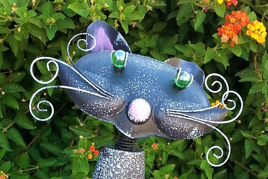 Cat Solar Statue Named Spoiled | Solar Animal Garden Light 17 Inch H