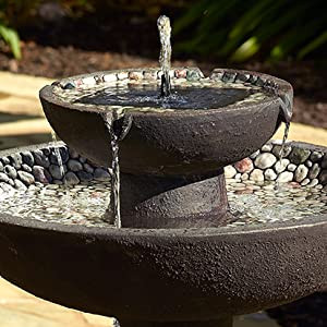 Solar Water Fountain with Backup Battery | 2-Tier Riverstone