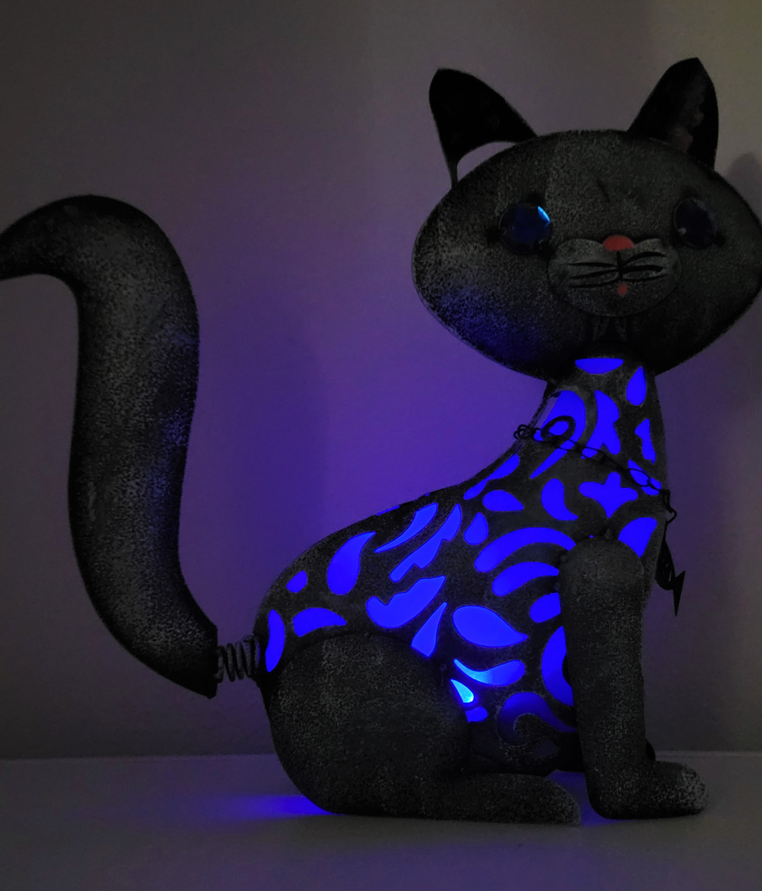 Cat Solar Light Statue | Solar Animal Garden Light 15" Metal