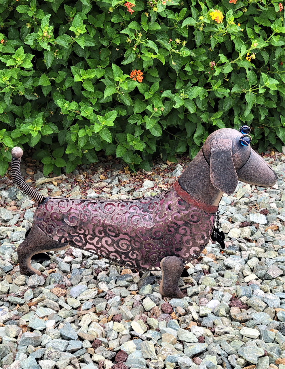 Dachshund Dog Solar Light | Female Solar Metal Dog Statue