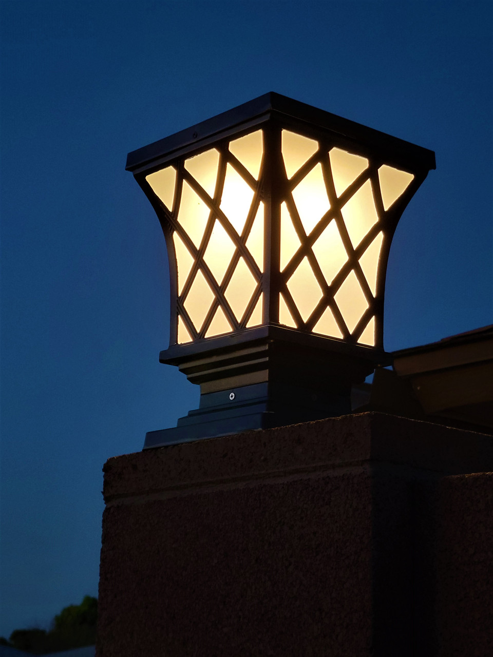 Solar Column Lantern Black Finish | Remote | 25 Year Solar Panel