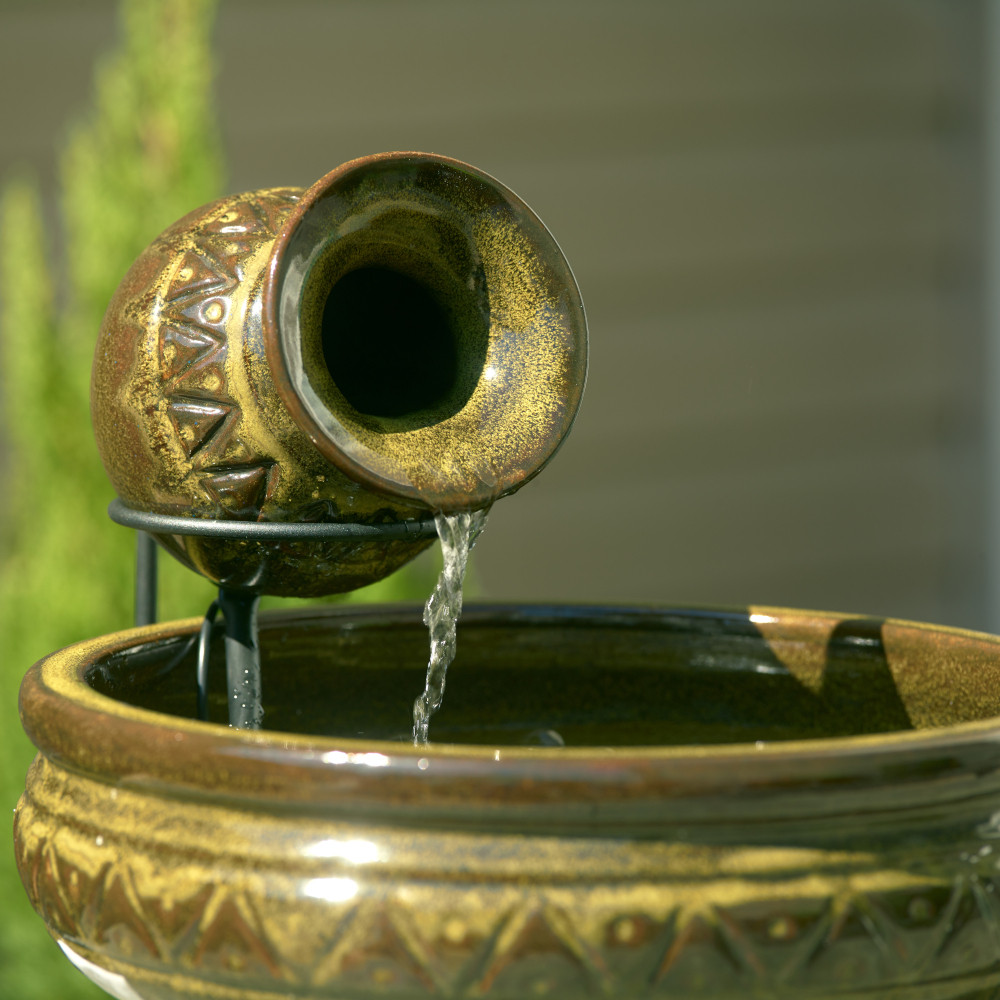 Cairo Ceramic Solar Water Fountain | Small Daytime Smart Solar