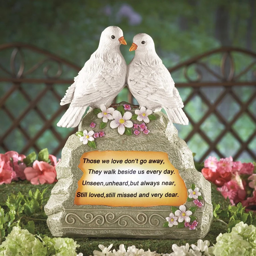 Doves Solar Memorial Stone | Those We Love Don't Go Away Poem