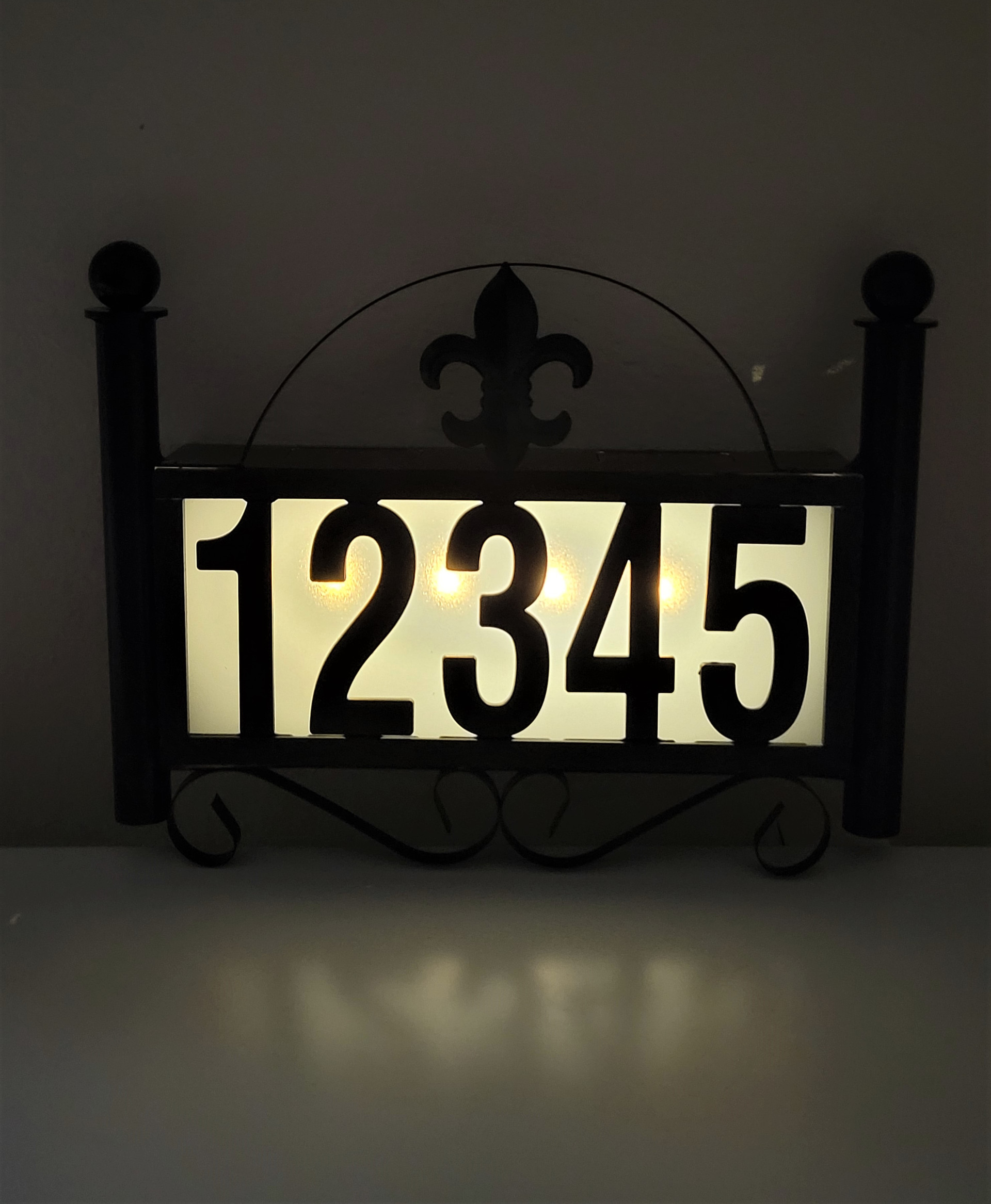 Solar Address Light | Black Sturdy Metal Double Pole Ground Install