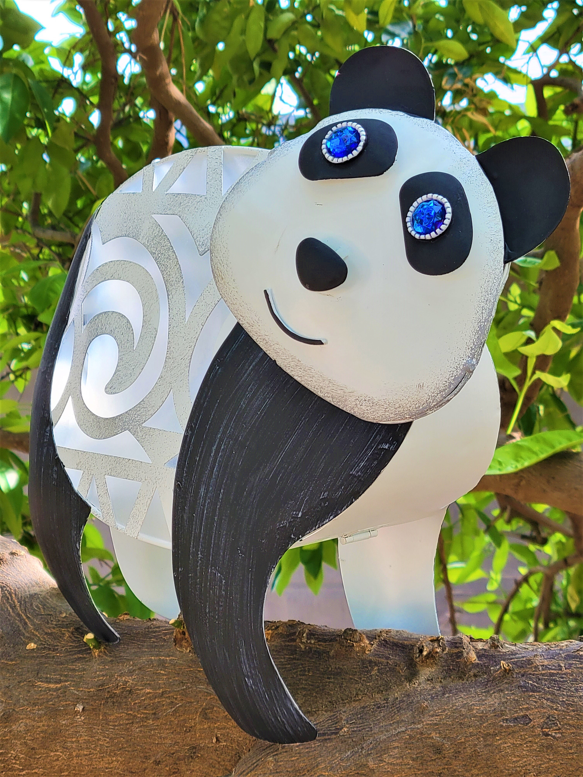 Baby Panda Solar Statue | Metal Solar Animal Garden Light
