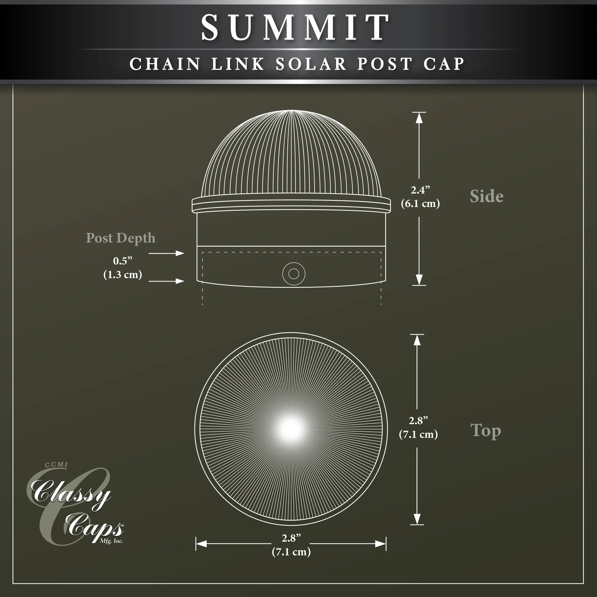 Solar Lights for Round Chain Link Fence Posts | Silver Set of 2