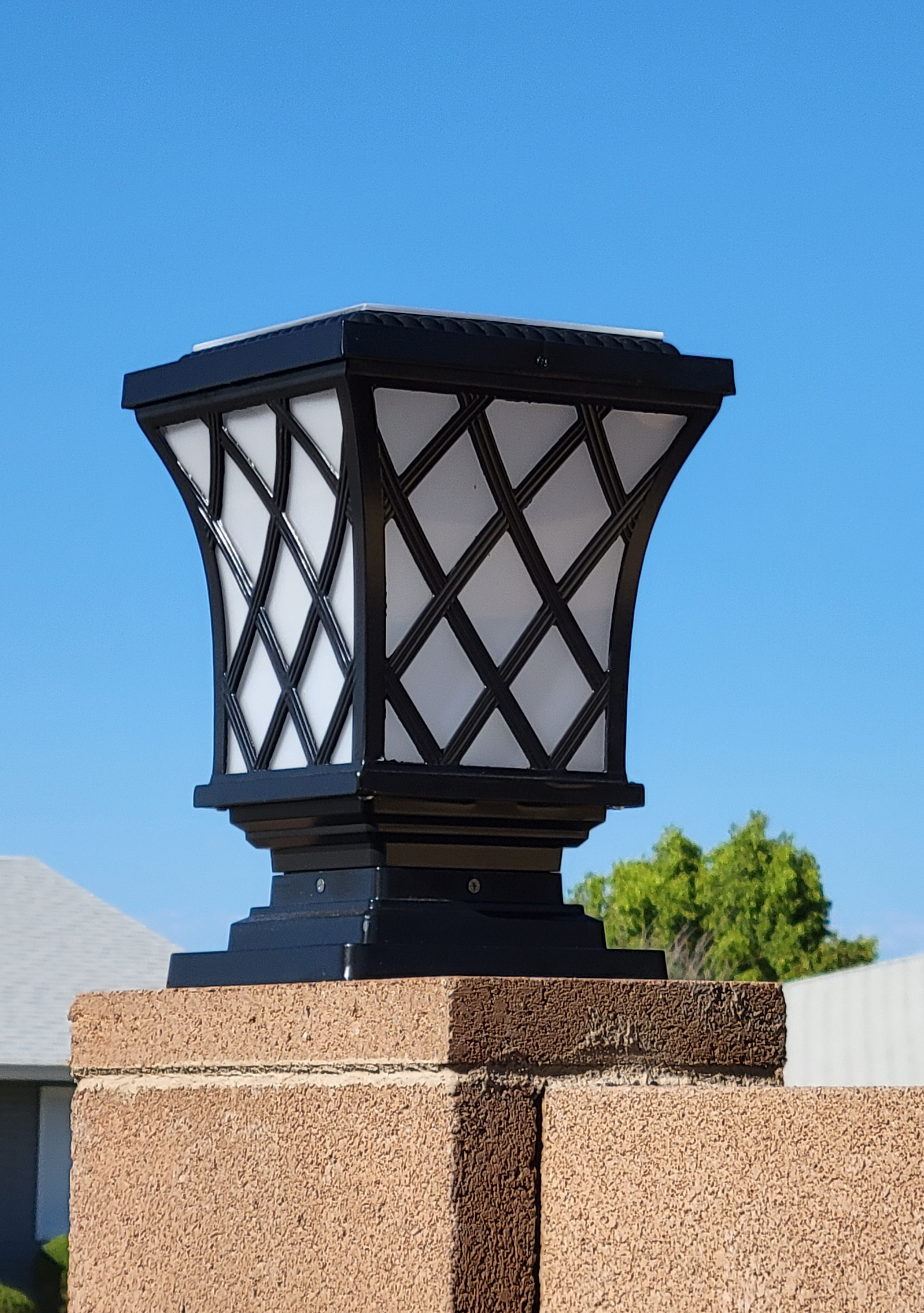 Solar Address Light | Black Sturdy Metal Double Pole Ground Install