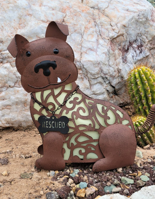 Dog Solar Light | Metal Rescue Dog Solar Animal Garden Light