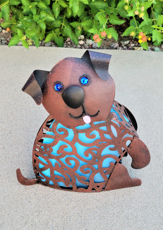 Black Lab Puppy Solar Dog Statue Light - Animal Solar Garden Lights