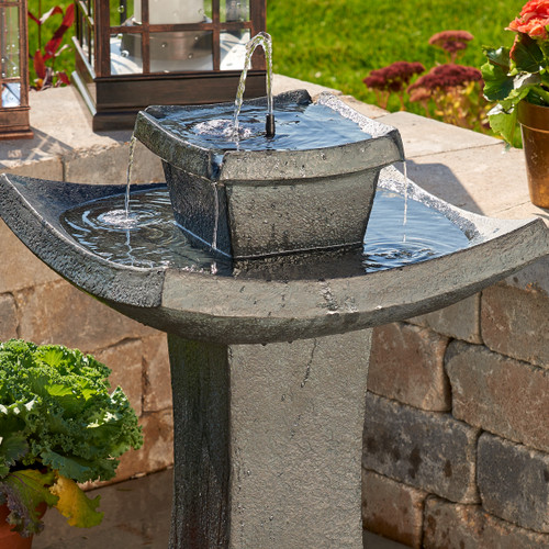 Solar Powered Garden Fountain with Battery Backup | Mahayana Zen