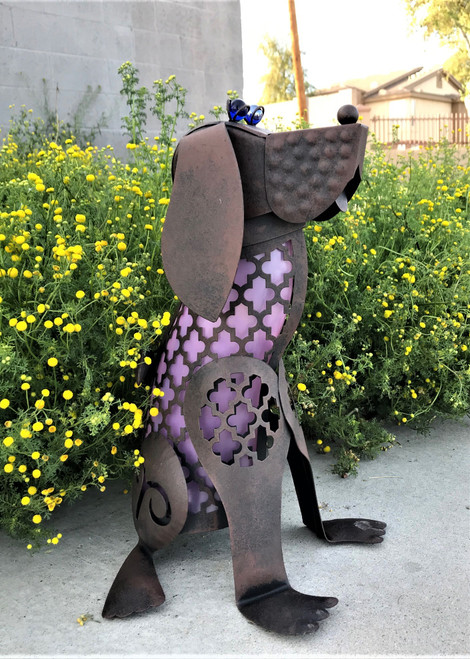 Solar Animal Garden Light - Bella the Metal Dog Solar Sculpture