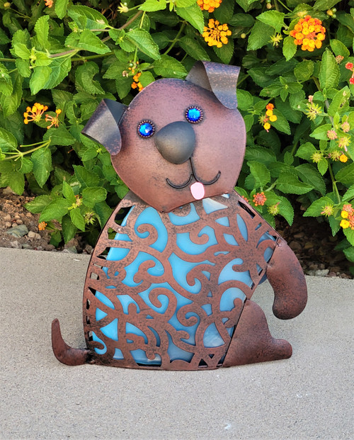 Puppy Dog Solar Light | Blue LED | Solar Animal Garden Light