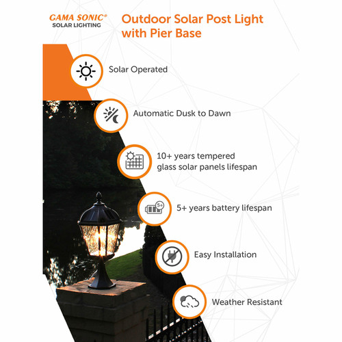 Solar Carriage Light for Column-Pier-Post | Royal Brushed Bronze