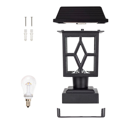 Black Solar Post Cap Lights Fit 3.5 x 3.5 Posts | 50 Lumen | Set of 2