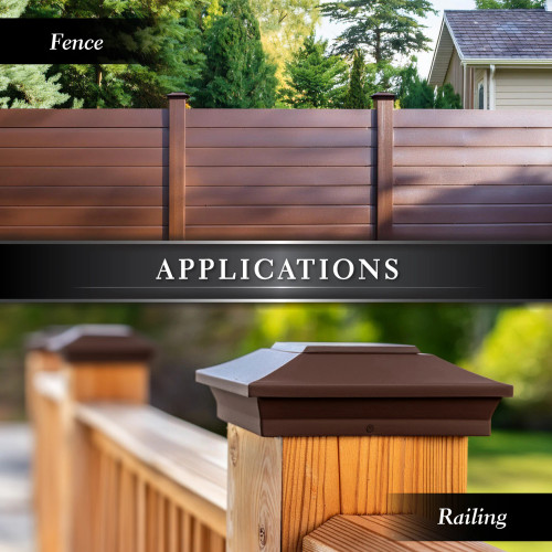 Aluminum Fence Post Caps | Set of 2 Brown | No Lights