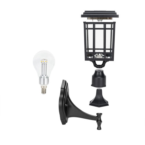 Solar Carriage Lantern | Black Aluminum with Upgraded Performance