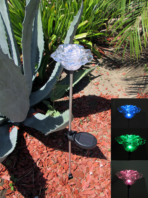Flower Solar Lights | Color Changing | Solar Pole Yard Light & Planter