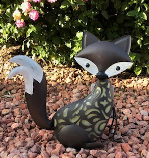 Fox Solar Statue Light Named Bandit | Metal Animal Shaped Lights
