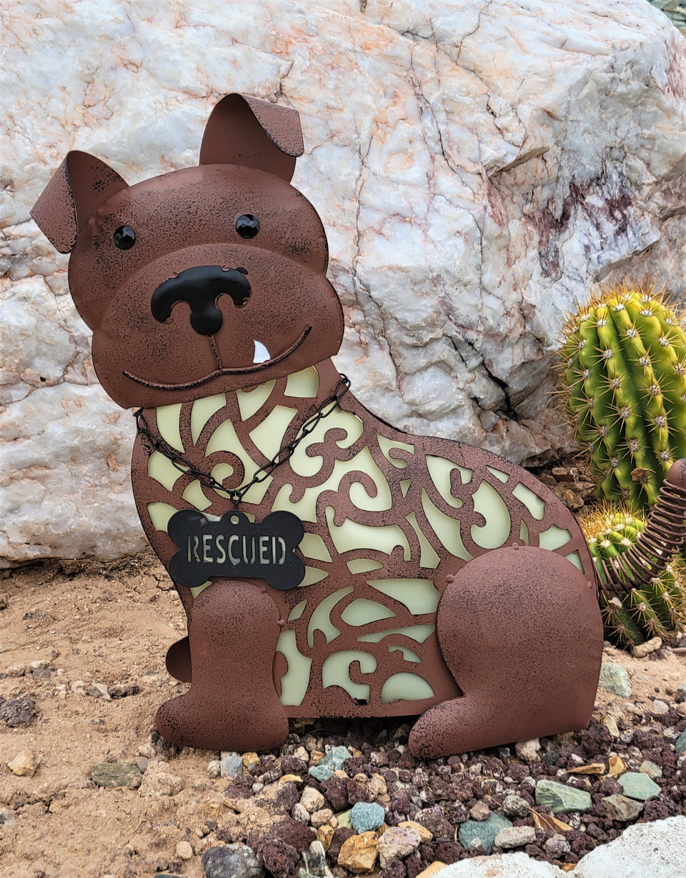 Dog Solar Light | Metal Rescue Dog Solar Animal Garden Light