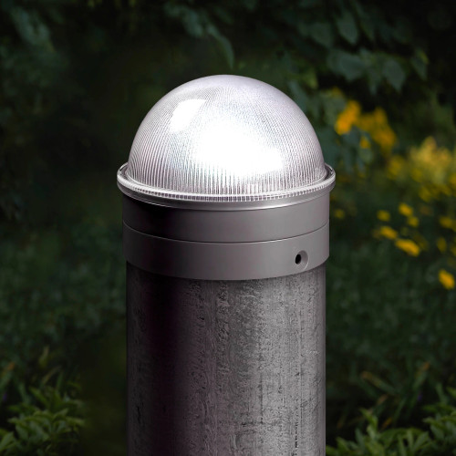 Solar Lights for Round Chain Link Fence Posts | Silver Set of 2