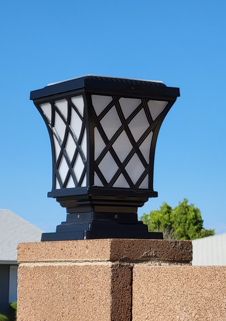 Solar Column Lantern Black Finish | Remote | 25 Year Solar Panel