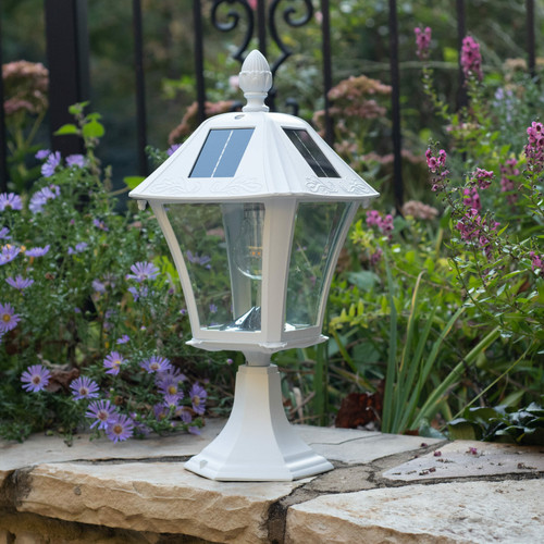 White Solar Carriage Lantern | Baytown Solar Post & Wall Mount Light