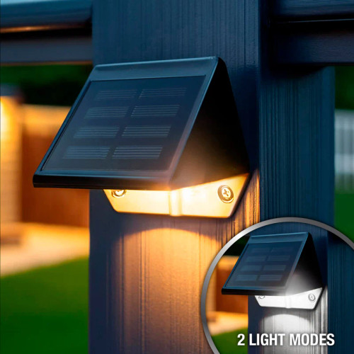 Solar Deck Rail Lights Set of 2 | Low Profile Black Aluminum