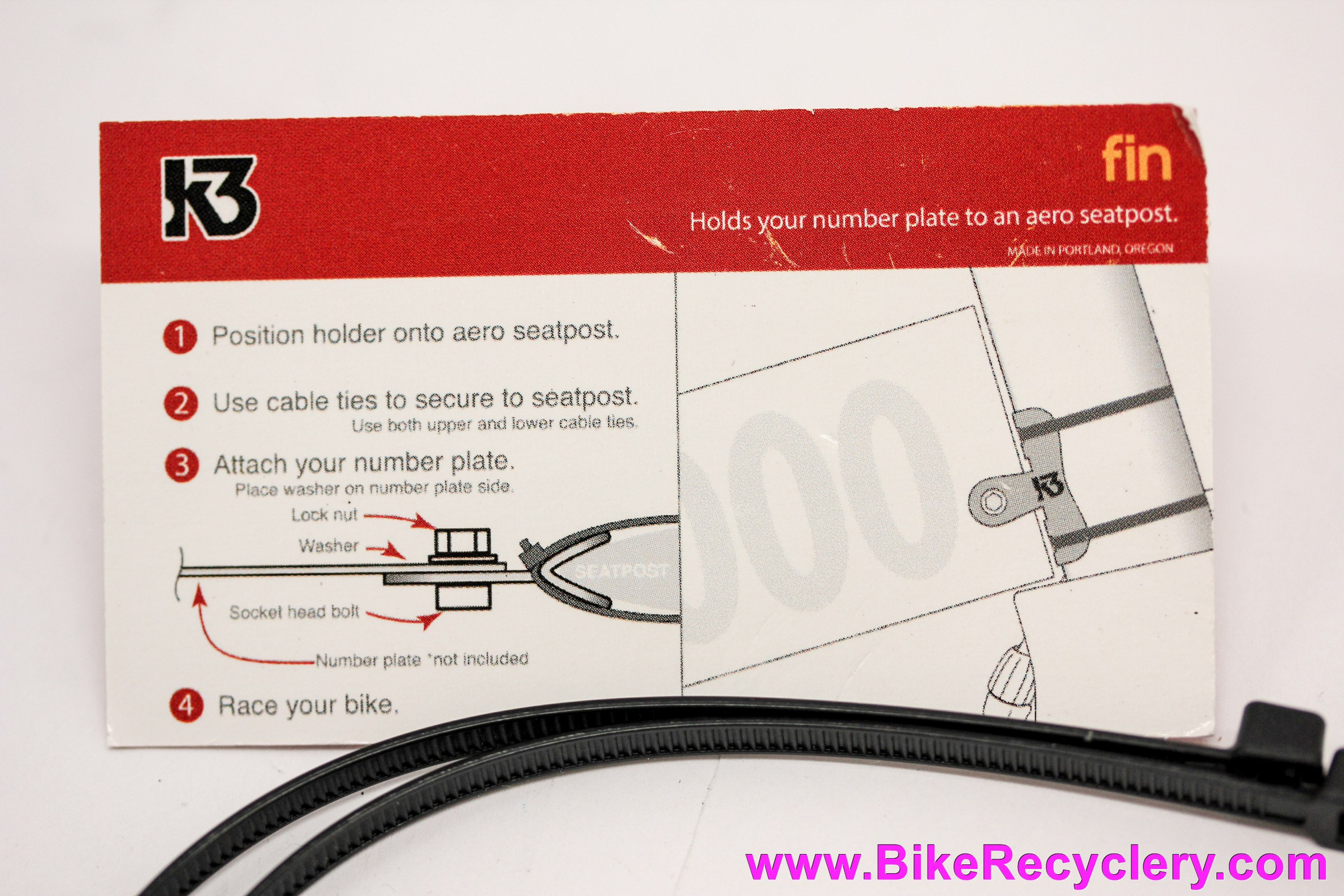K3 Fin Aero Seatpost Race Number Holder : Stainless Steel - Bike Recyclery