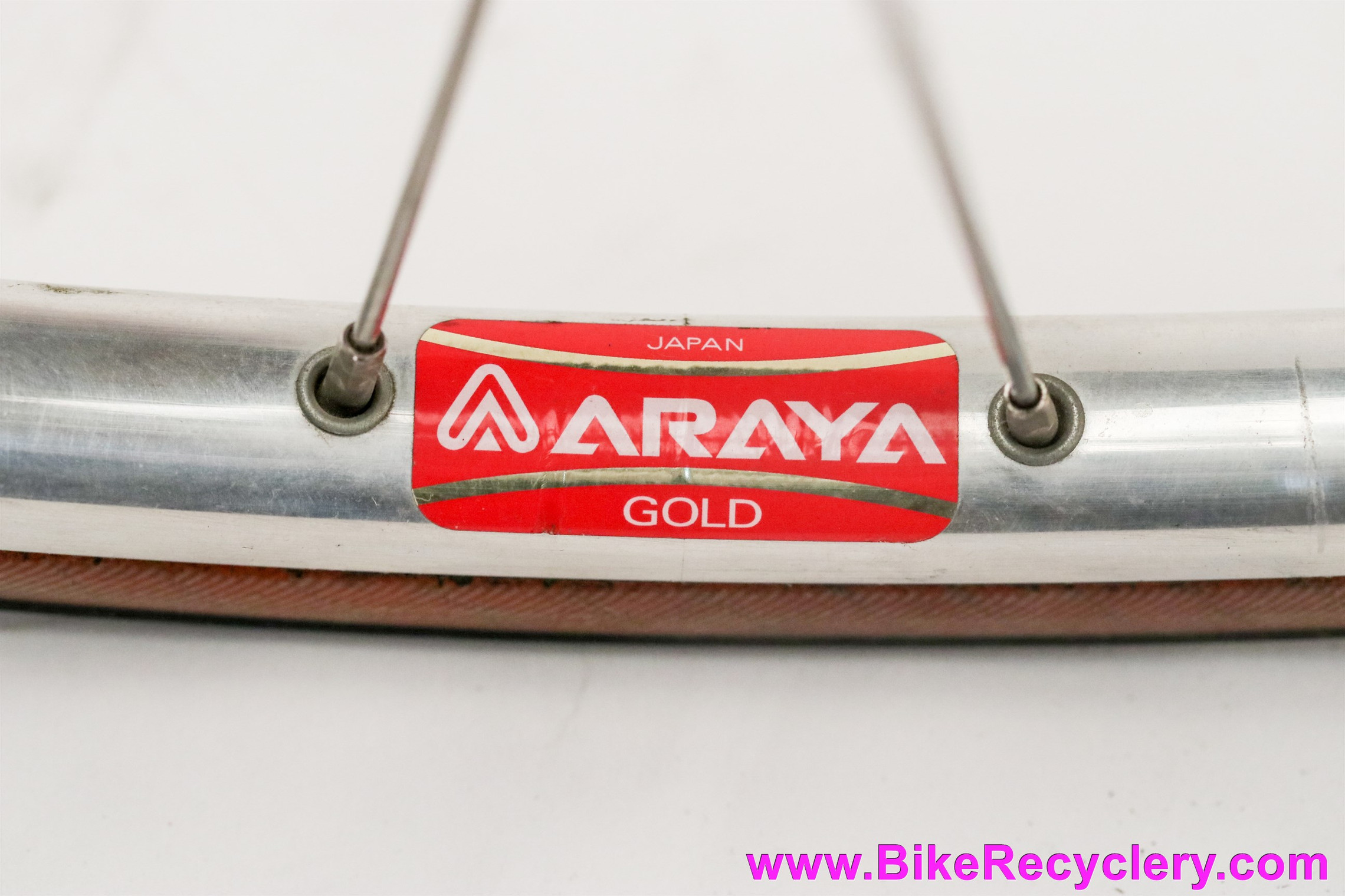 Araya 16B Gold NJS Rims on Dura Ace 7600 Hubs: Track Wheelset - 36H ...