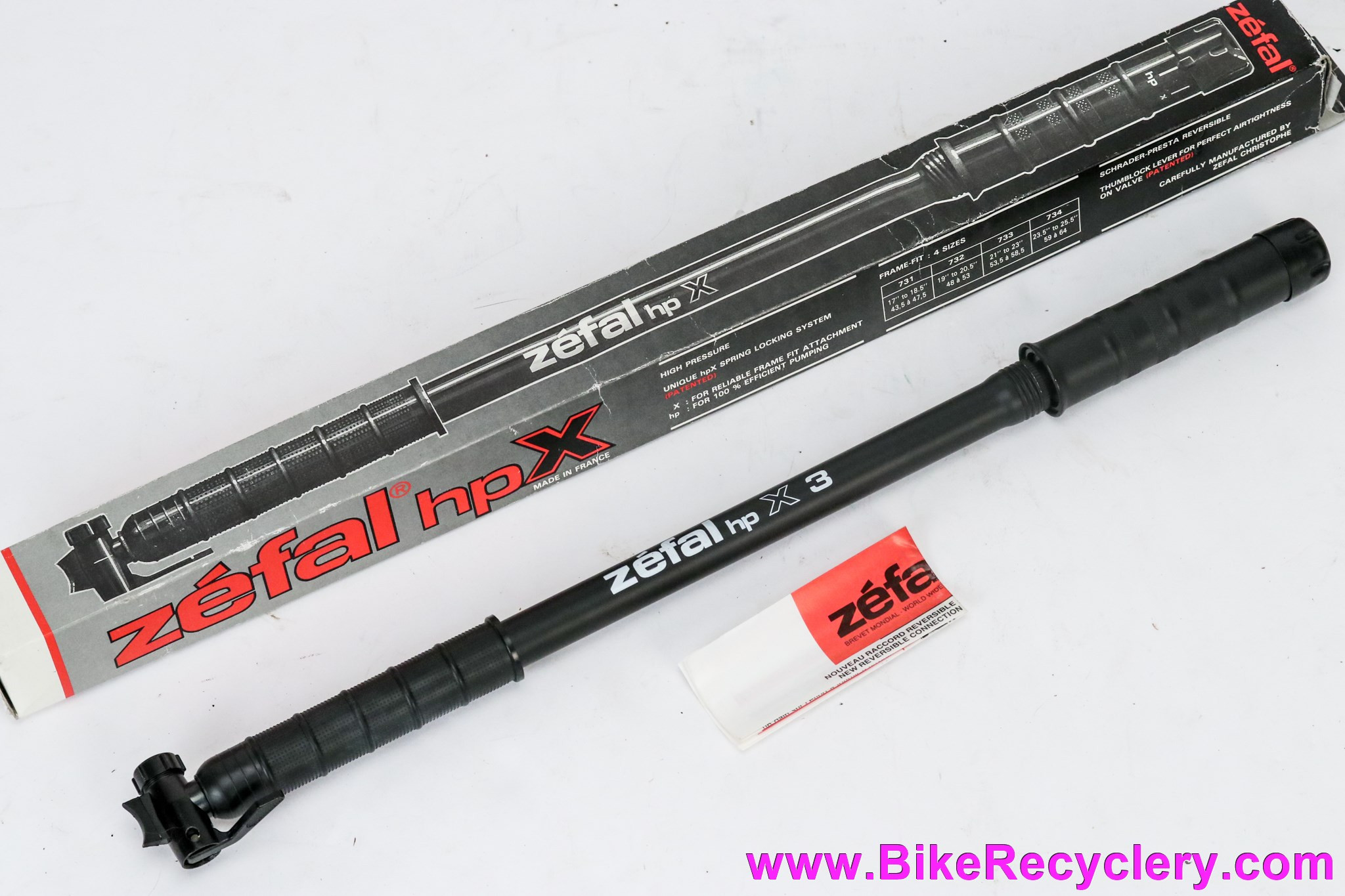 NIB/NOS Zefal HP X3 Frame Pump: Alloy - Black - Size 3 - Fits 53.5cm to ...
