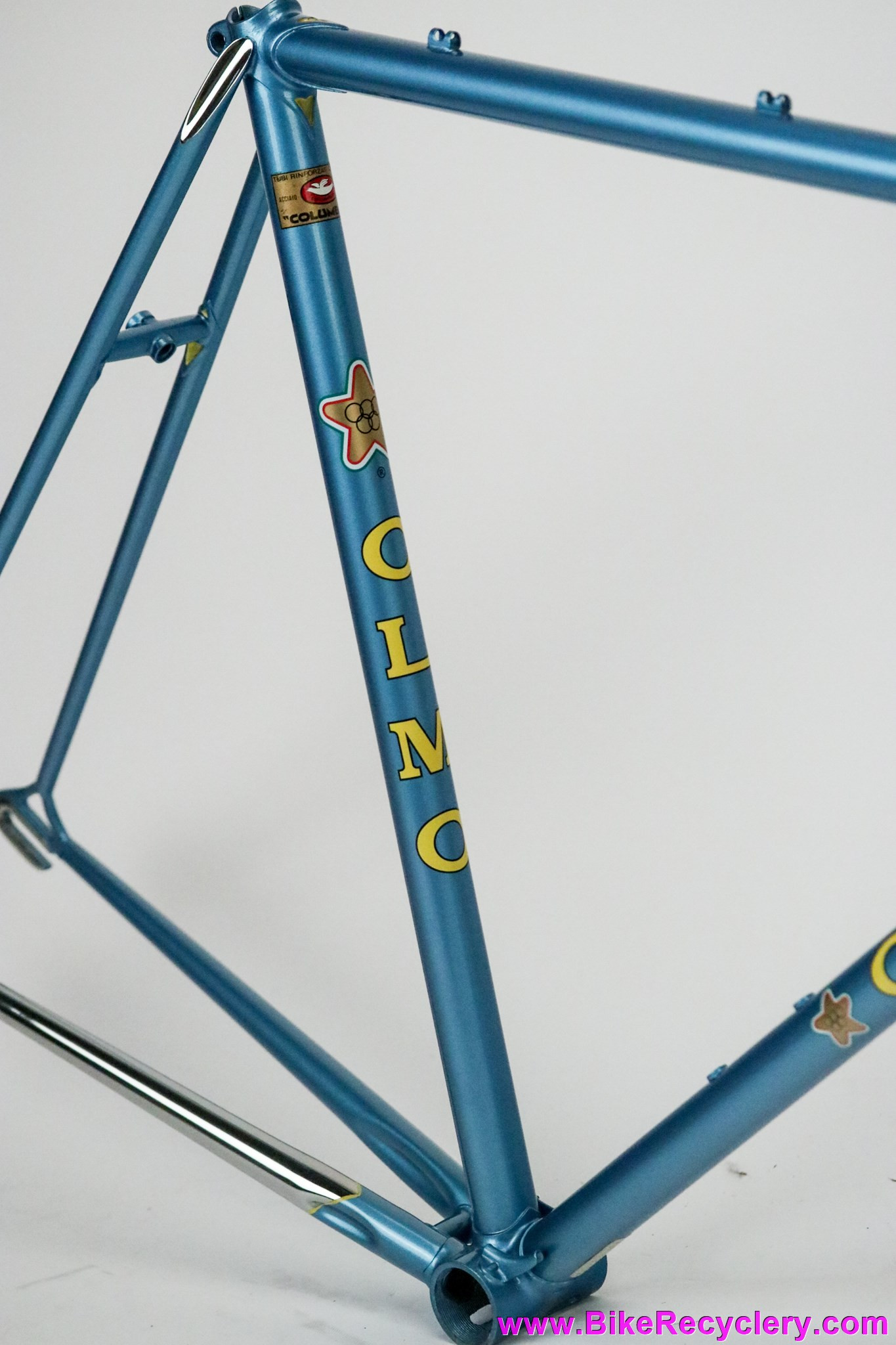 NOS 1975 OLMO Competition Frameset: 56cm - Unrestored Blue w/ Yellow ...