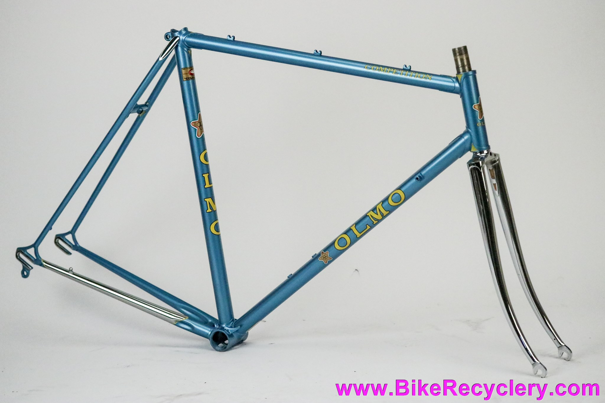 NOS 1975 OLMO Competition Frameset: 56cm - Unrestored Blue w/ Yellow ...