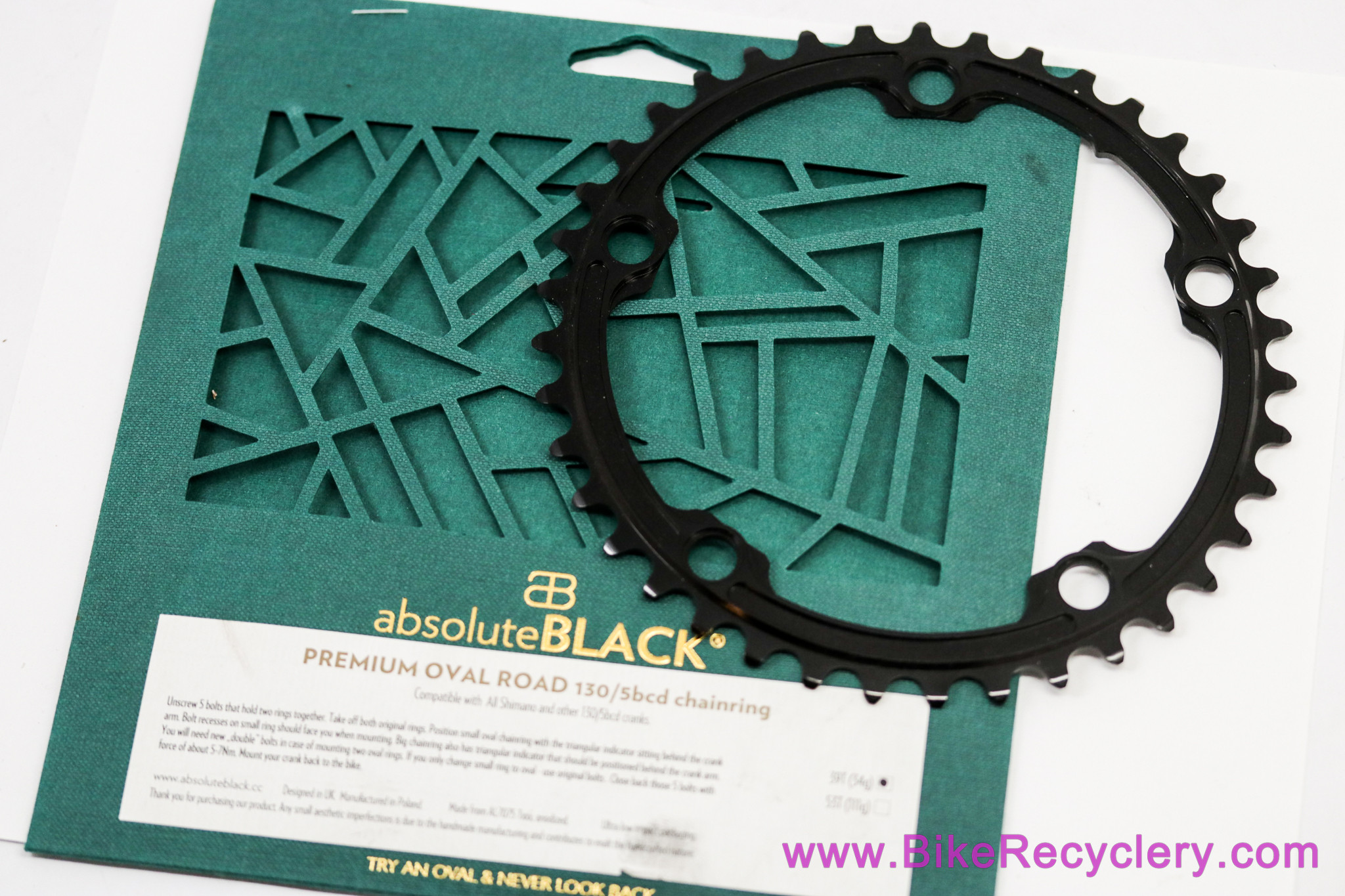 absoluteBLACK Premium Oval Road Chainring: 39t x 130mm 2x - Black (NEW ...